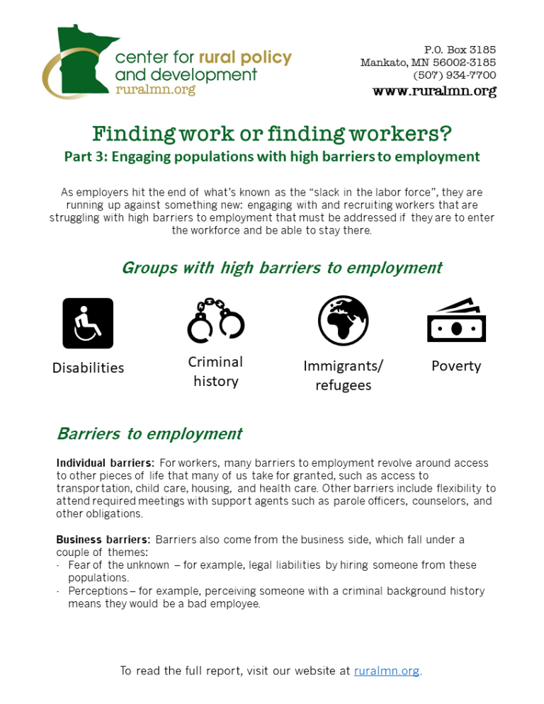 Finding work or finding workers? Part 3 | Center for Rural Policy and ...