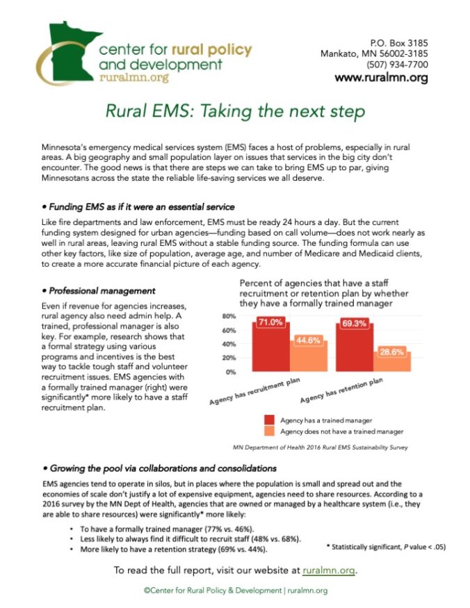 Rural EMS: Taking the next step | Center for Rural Policy and Development